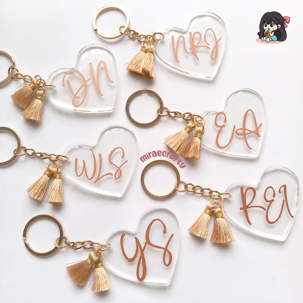 PREMIUM 🌼 GLASS HEART KEYCHAIN | Personalized key ring | Bridesmaids ...