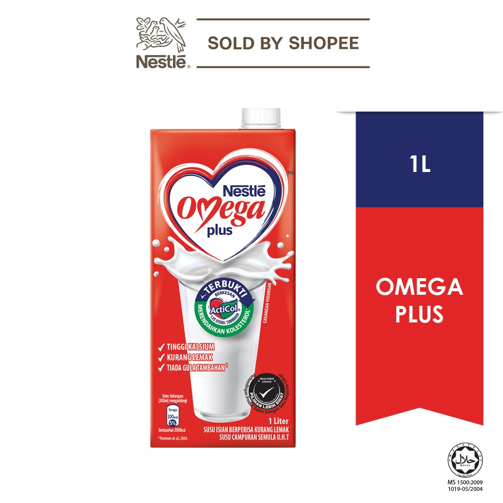 NESTLE Omega Plus UHT Plain Milk 1L (Halal) | Shopee Malaysia