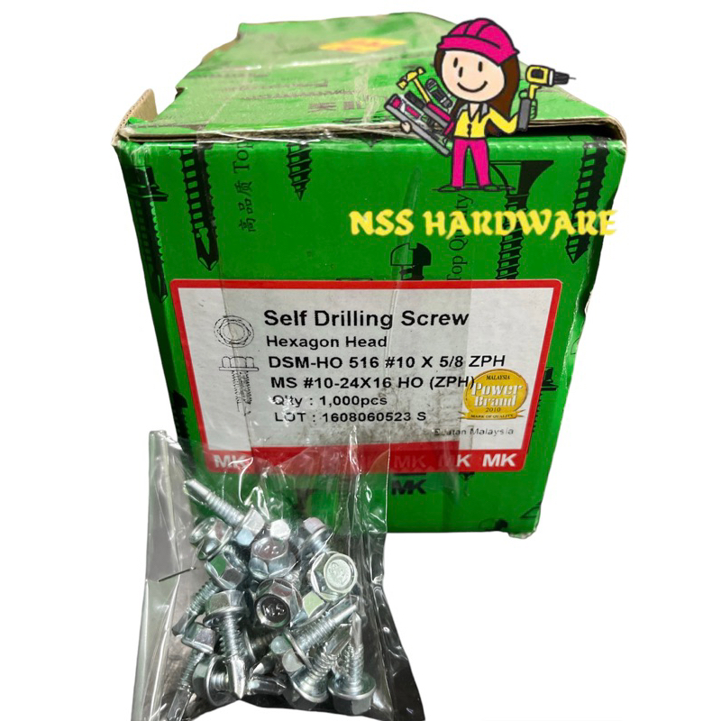 MK SELF DRILLING SCREW DSM-HO 516/SKRU AWNING BUMBUNG ATAP (10X5/8 ...