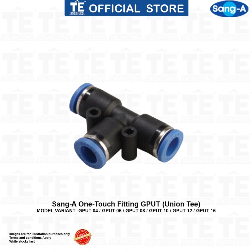 SANG-A Pneumatic One-Touch Fittings (Union Tee) GPUT 04 / 06 / 08 / 10 / 12 / 16 ( Made In Korea ...