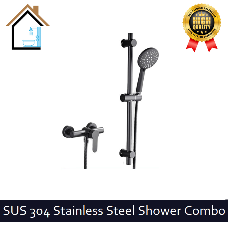 SUS 304 Stainless Steel Shower Mixer Set with Sliding Rail Combo ...
