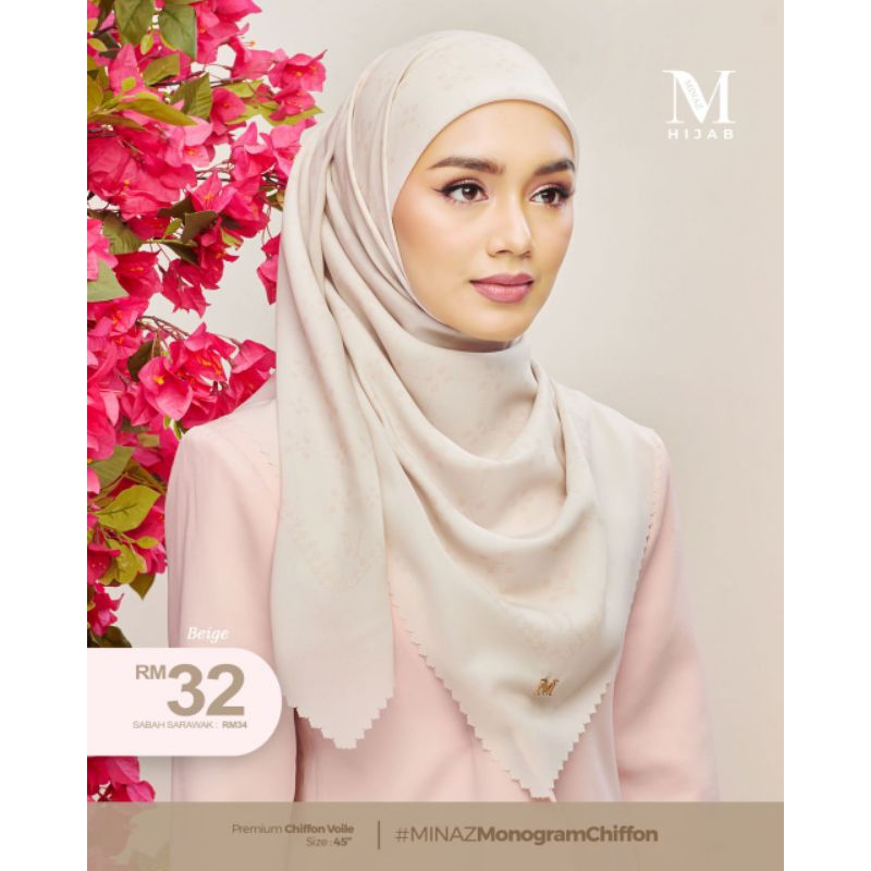[READY STOCK] 38 WARNA MINAZ MONOGRAM CHIFFON VOILE RAYA🔥Minaz Monogram ...