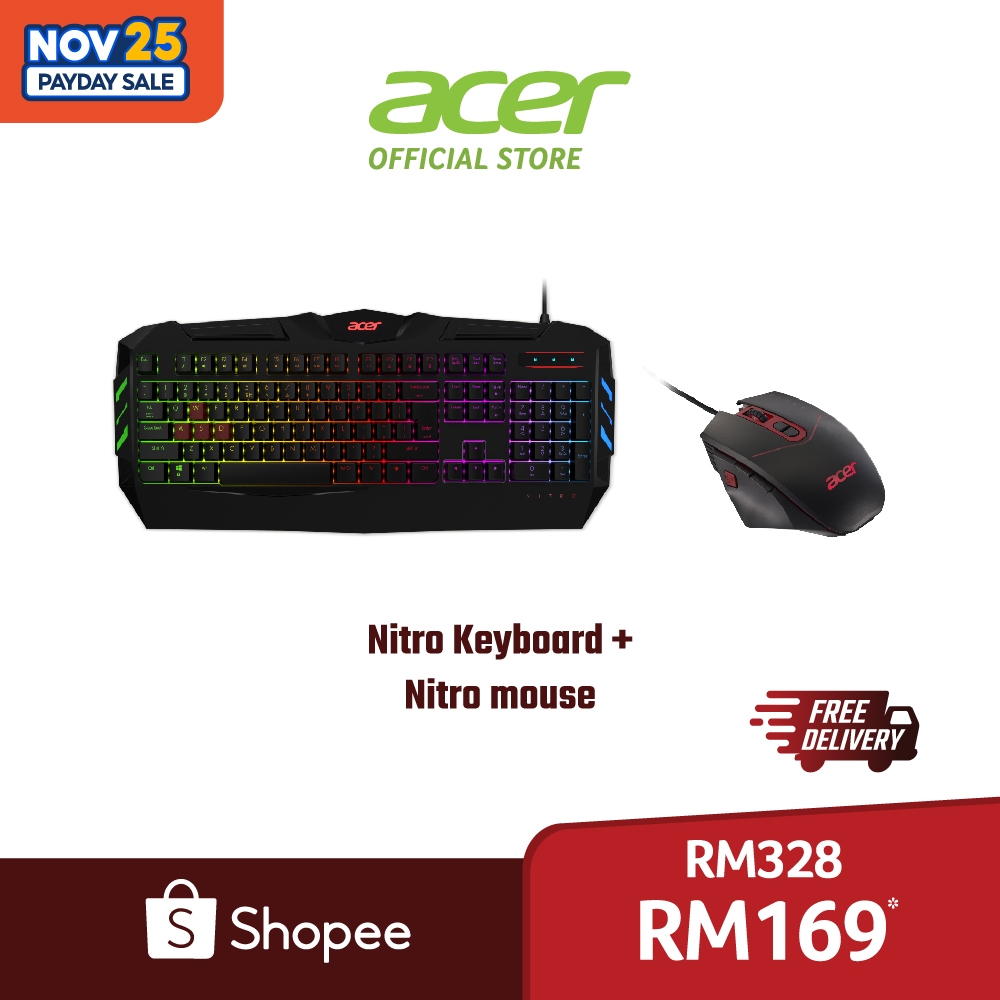 Acer Nitro Keyboard + Nitro Gaming Mouse [Bundle Deal] | Shopee Malaysia