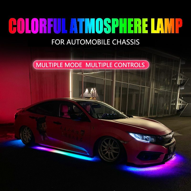 Rainbow Colour 72LED RGB Car Underglow APP Control Waterproof LED Strip ...
