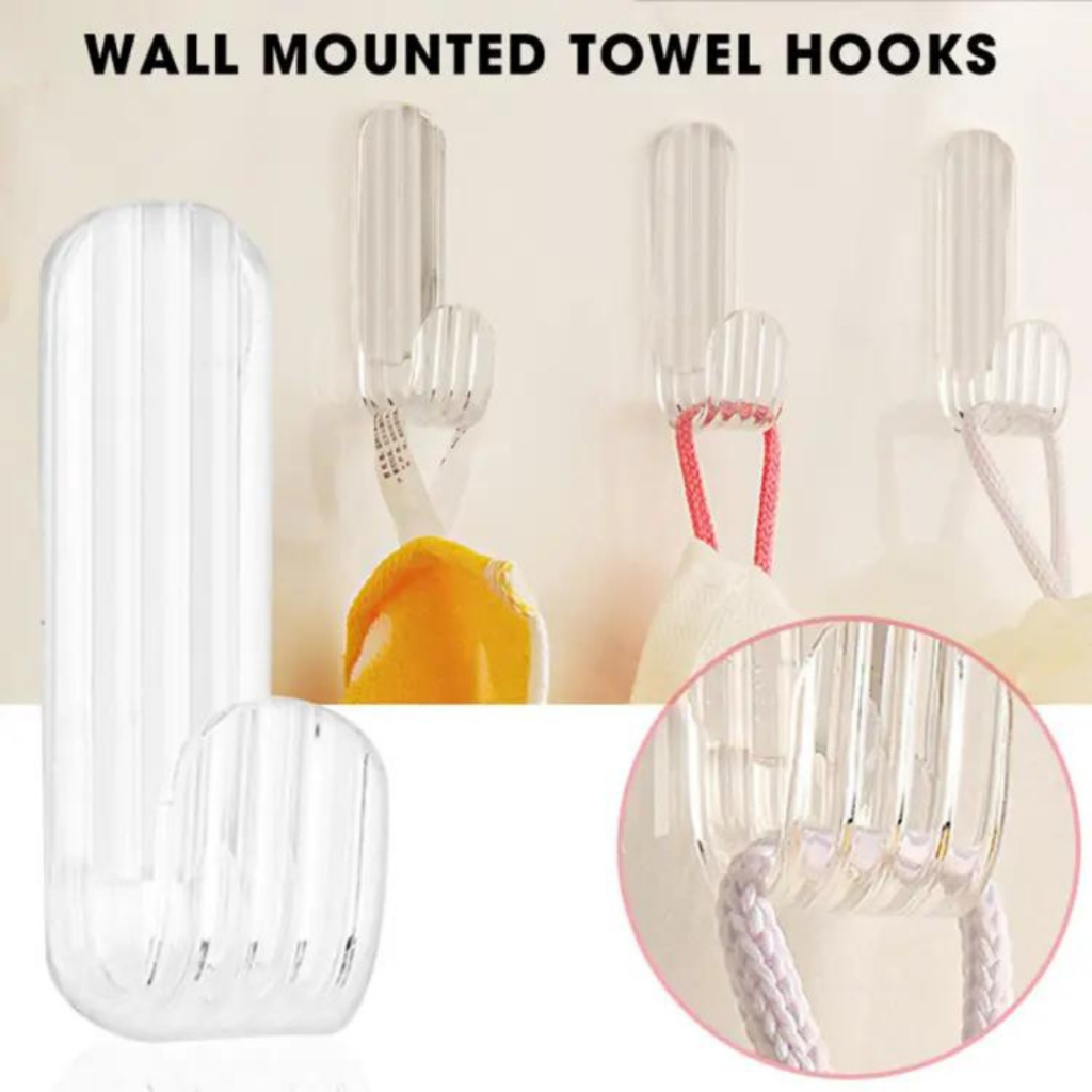 Adhesive Strong Bathroom Hooks Punch-free Wall Hook Acrylic Clothes ...