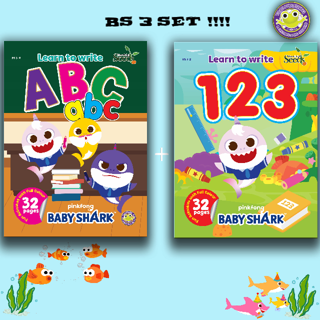 TOAD BOOK : BABY SHARK LEARN TO WRITE ABC + 123 ( BS 3 ) ( SET ...