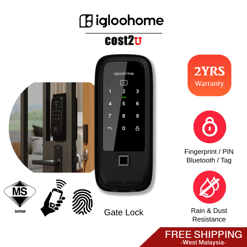 igloohome Smart Gate Lock | RM2F Fingerprint Smart Digital Door Lock ...