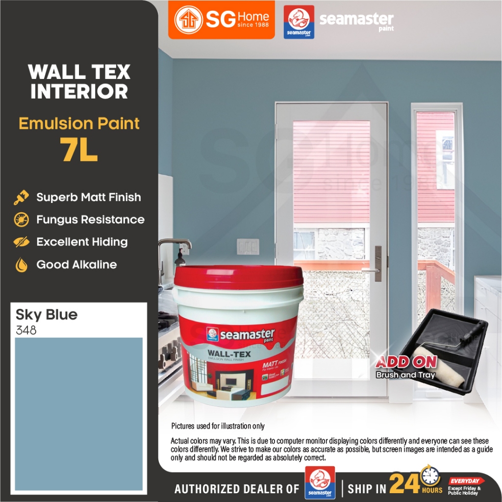 Seamaster Paint Wall Tex ( Sky Blue 1-348/1348 ) Emulsion Paint 7700 ...