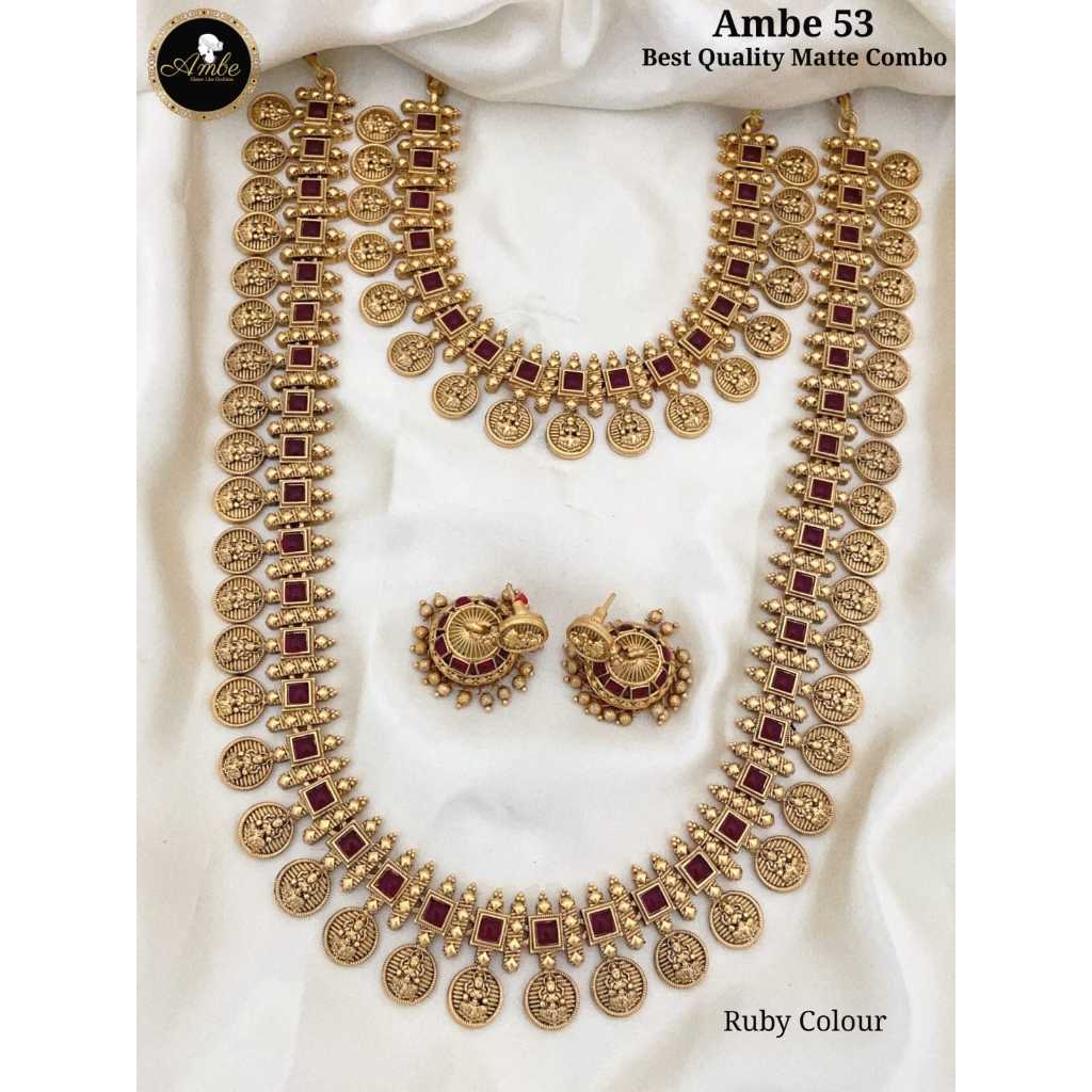 Ready stock Indian Antique matt finish red color combo set | Shopee ...