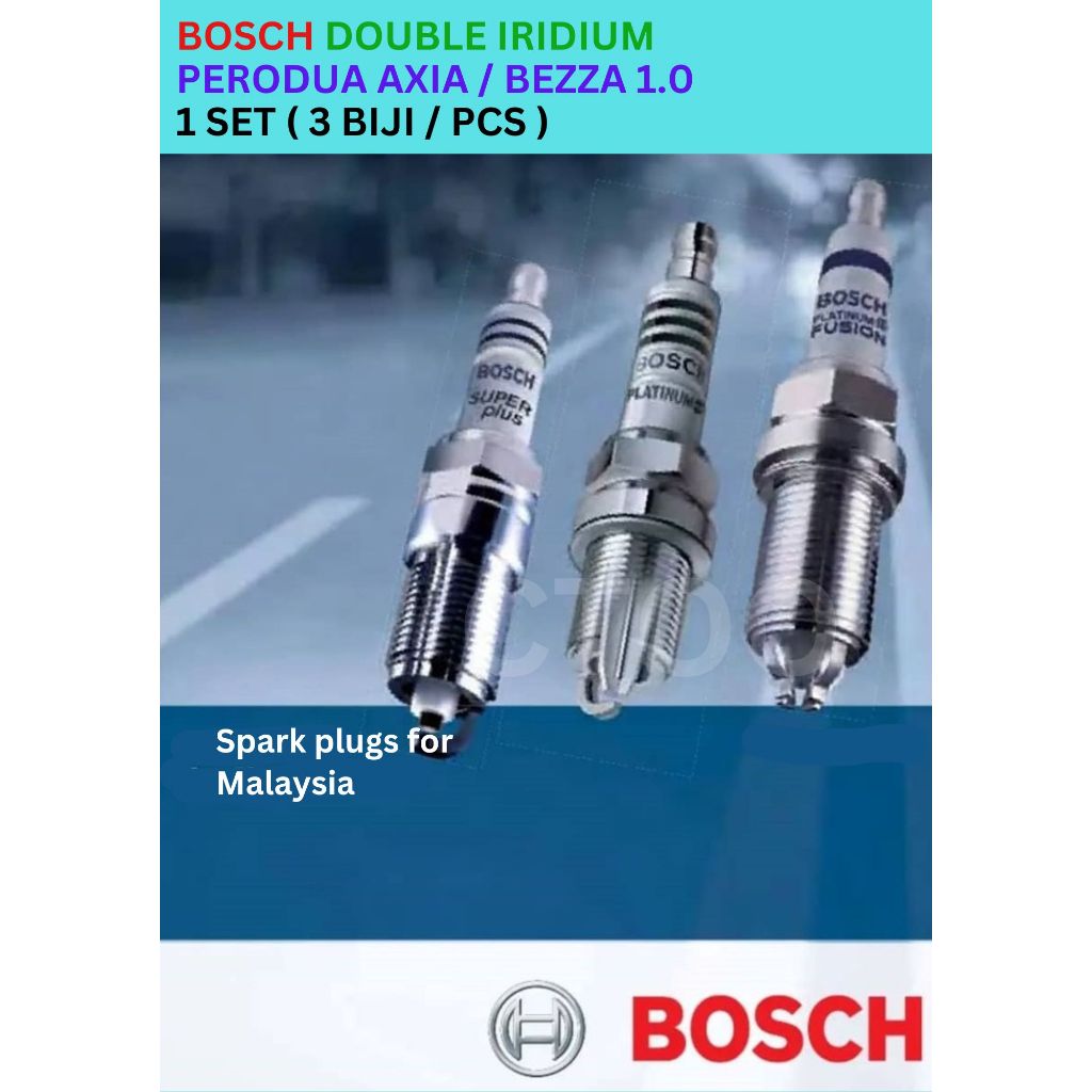 D3DI [ DOUBLE IRIDIUM ] BOSCH Spark Plug Perodua Axia 1.0 / Bezza 1.0 ...