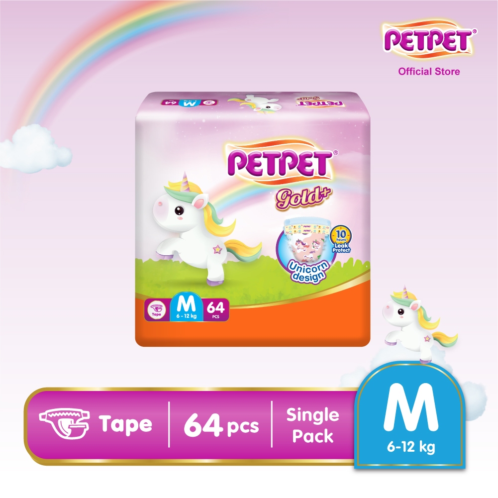 PetPet Tape Diaper Gold+ Mega Pack - S76/ M64/ L54/ XL42 (1 Pack ...