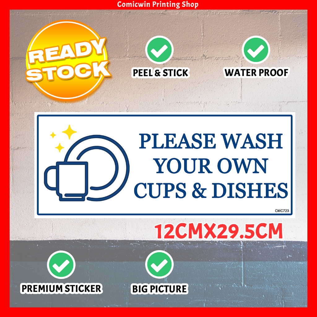 CMC723 Please Wash Your Own Cups and Dishes(29.5x12cm) Tidy Kitchen ...