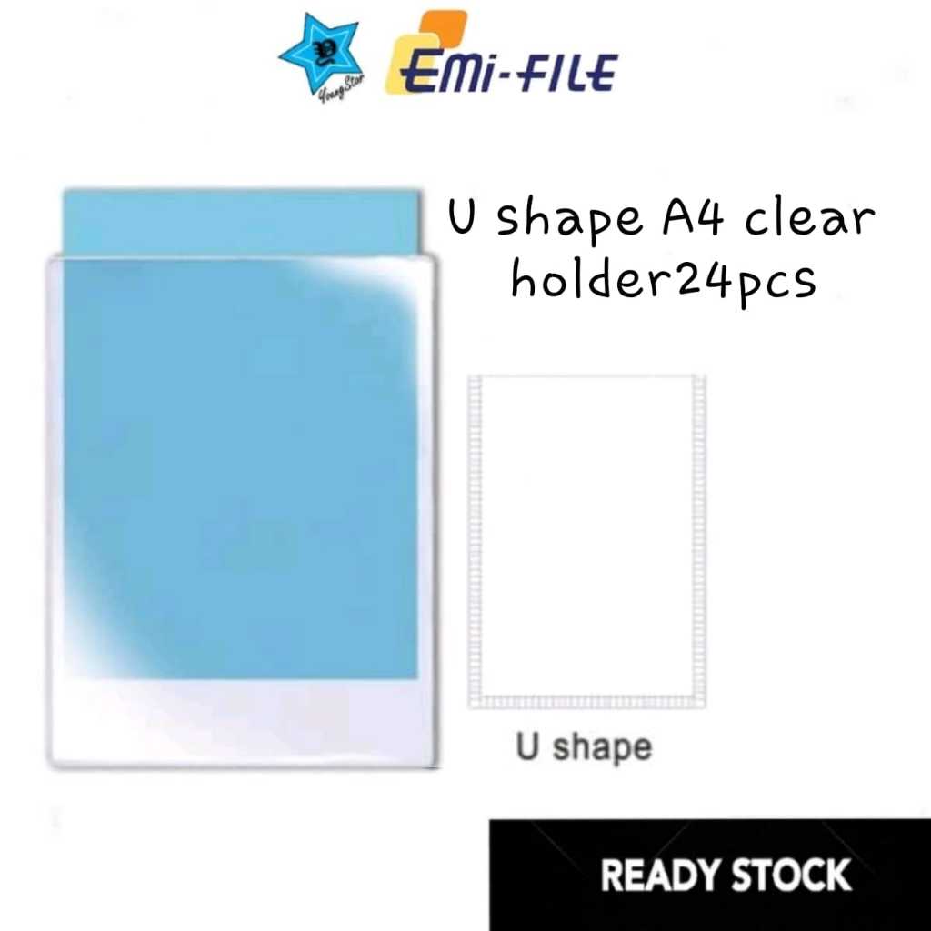 EMI-FILE A4 SUPER CLEAR FOLDER ( L shape / U shape ) pack of 24pcs | Shopee Malaysia