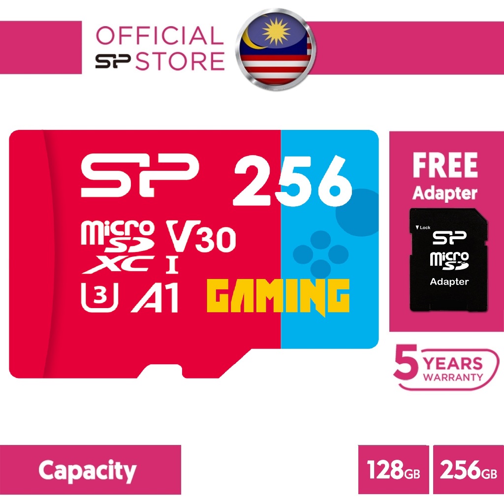 Silicon Power Superior Gaming Superior microSDXC UHS-I U3 A1 V30 4K 100MBs 128GB/256GB Memory ...