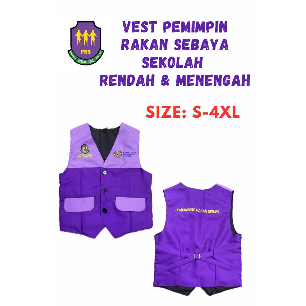 VEST PEMIMPIN RAKAN SEBAYA (PRS) SEKOLAH RENDAH & MENENGAH SIAP SULAM | Shopee Malaysia