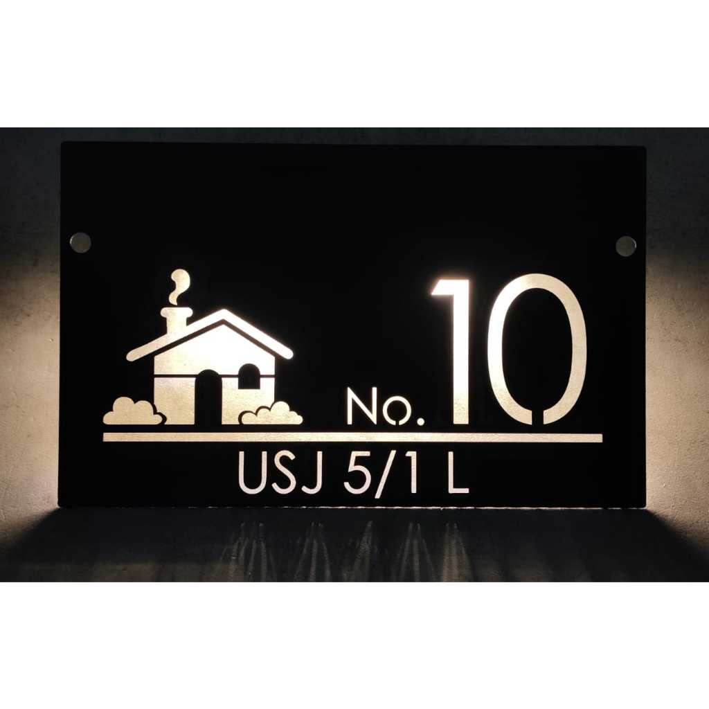 (Solar + LED) Modern Solar House Number & Address Sign Plate Tanda ...