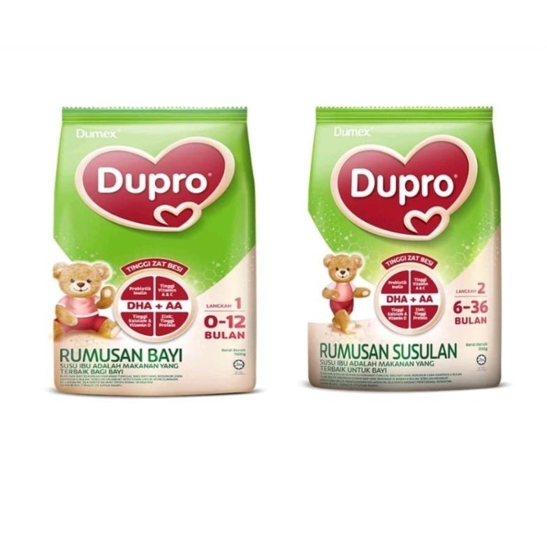 DUMEX Dupro Milk Formula Step 1 / Step 2 x 550g ( 0-12months / 6 ...