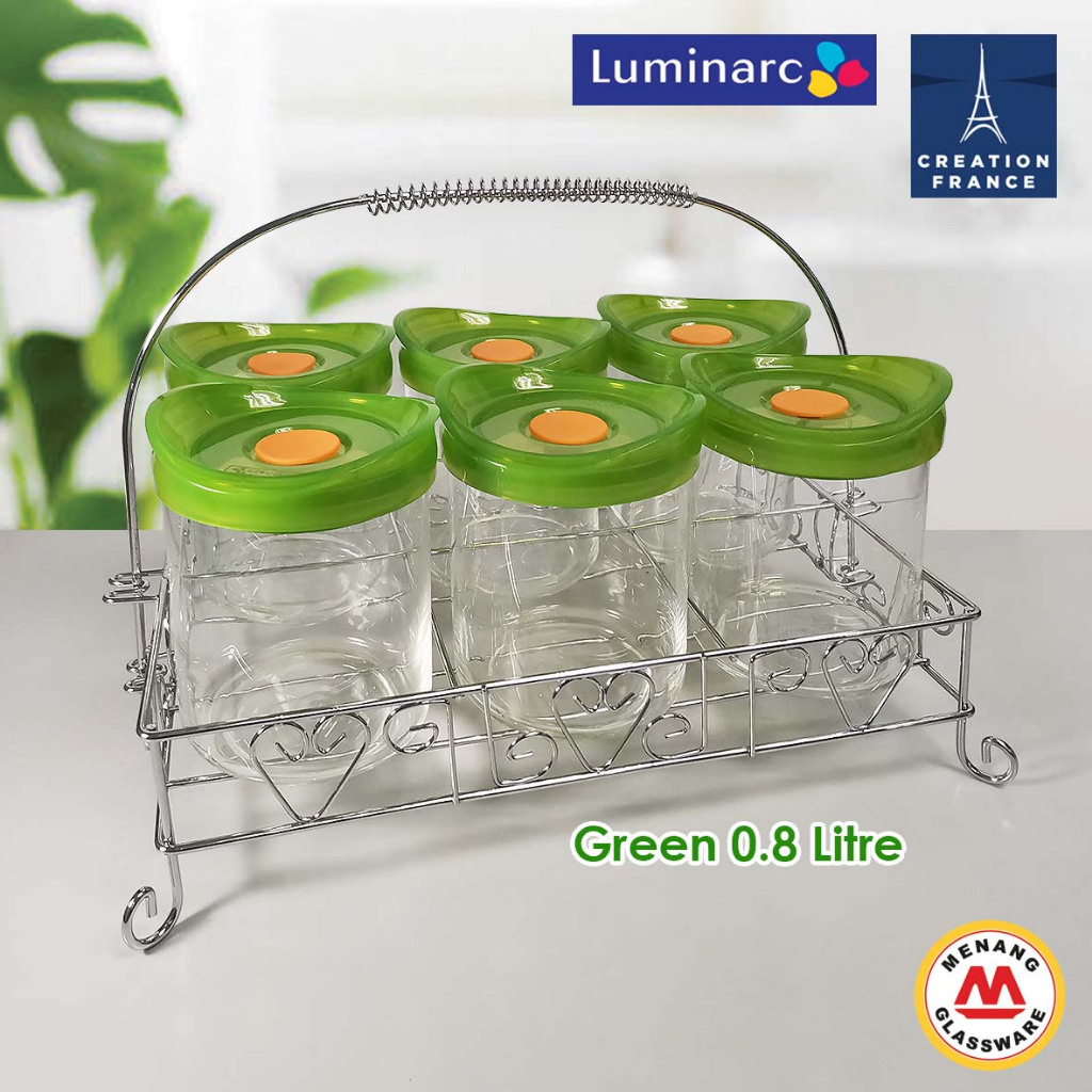 Luminarc 6 Biji Set Balang Kuih Kedap Udara Dengan Rak / 6pcs (0.8L ...