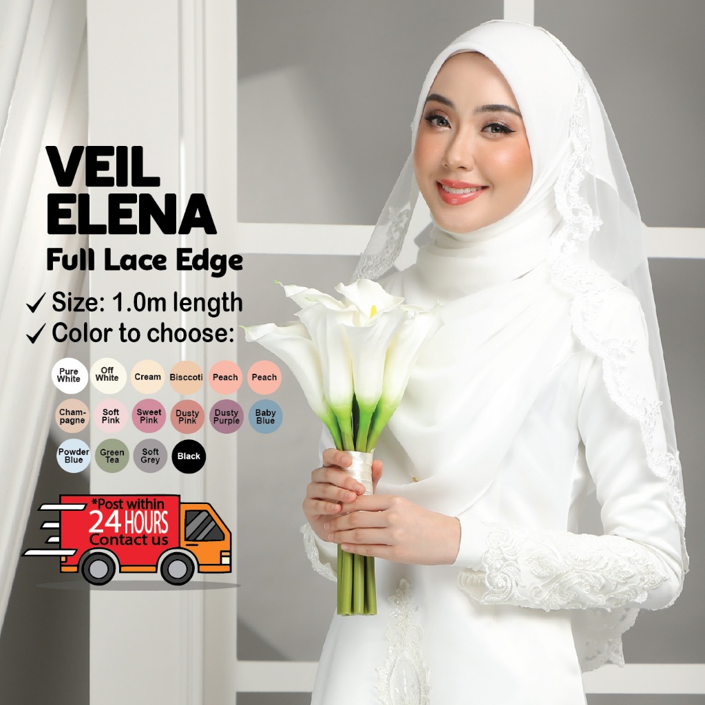 [ELENA VEIL] Bridal Veil, Veil Nikah, Bride Veil, Veil Minimalist, Veil ...
