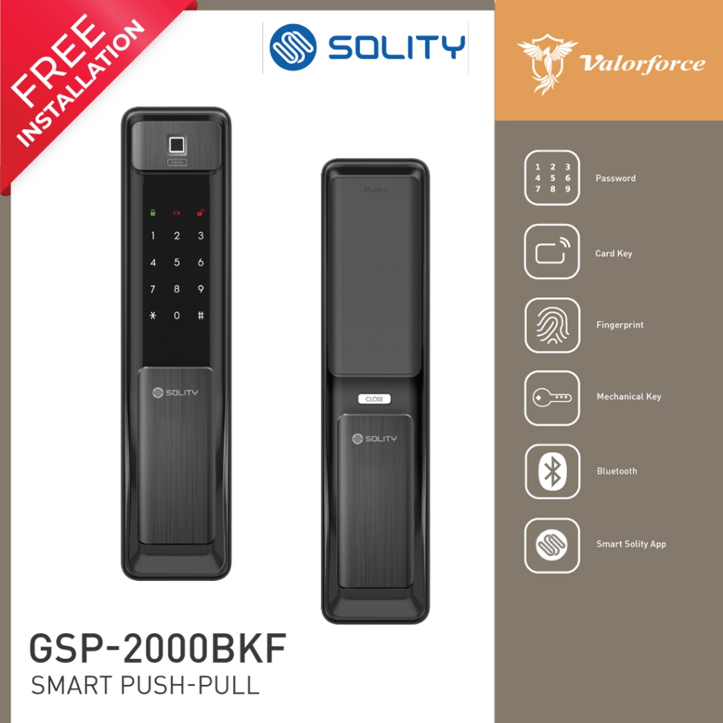 Solity GSP-2000BKF Smart Lock / Digital Lock / Door Lock / Kunci Pintu ...