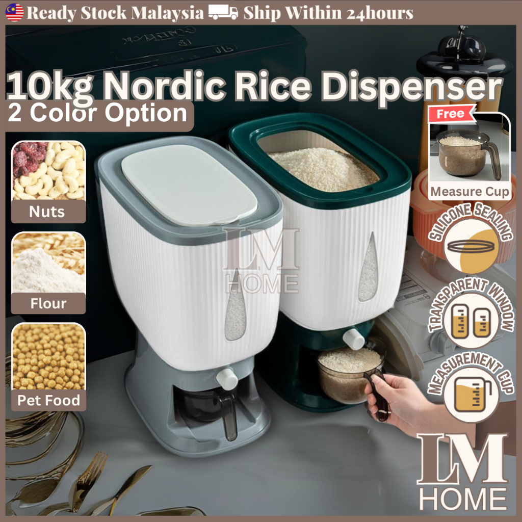 10KG Multipurpose Large Capacity Rice Storage Dispenser/ Bekas Beras ...