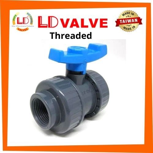LD-868 PVC DOUBLE UNION BALL VALVE 1/2''/3/4''/1'' (Threaded) | Shopee ...