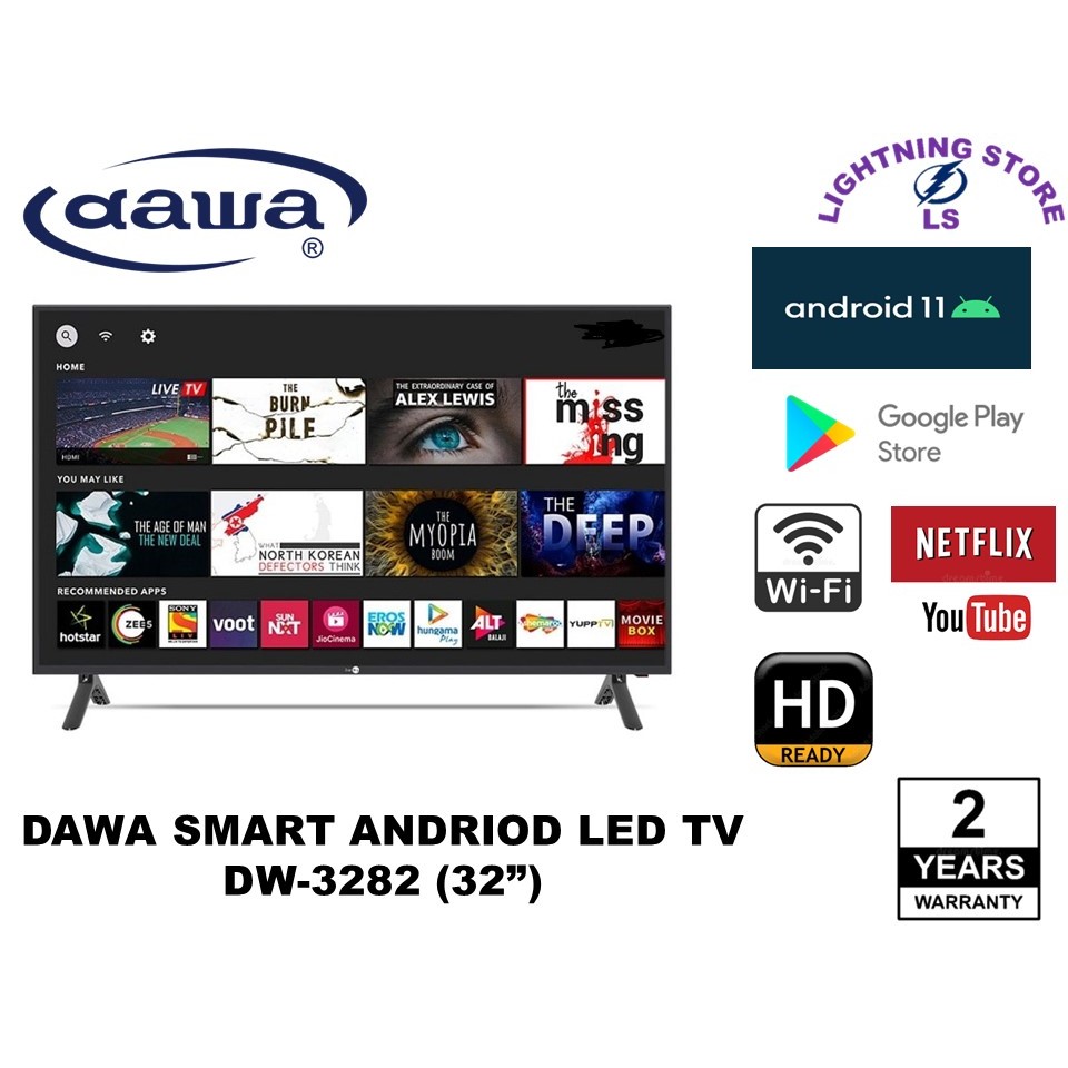 (2023 NEW) DAWA 32" INCH / INCI SMART ANDRIOD LED TV DW-3282 (YOUTUBE NETFLIX)(MYTV BUILT-IN ...