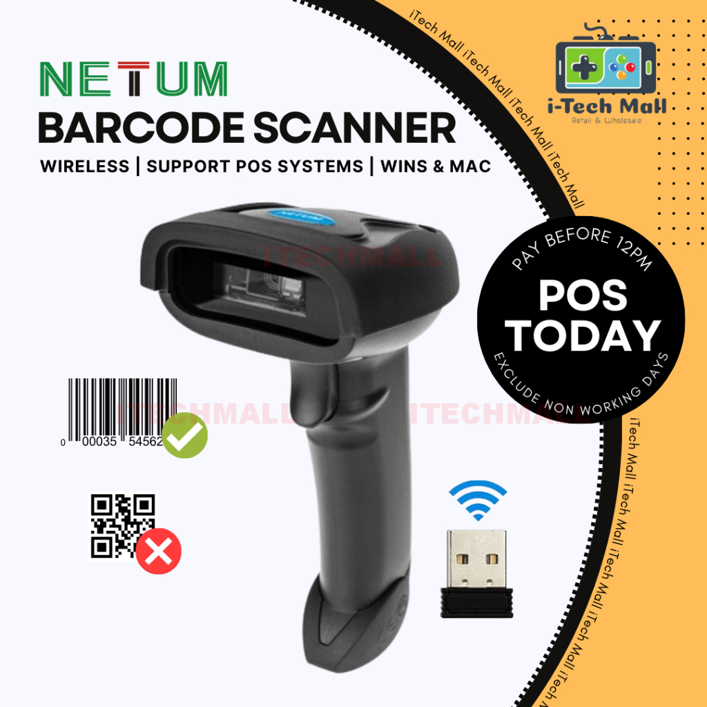 NETUM Barcode Scanner Wireless Cordless Support Continuous Scan Windows ...