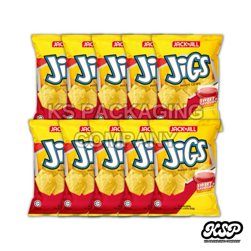 65g x 10 pcs Jack‘nJill Jigs Potato Crisps Sweet & Savoury Halal ...