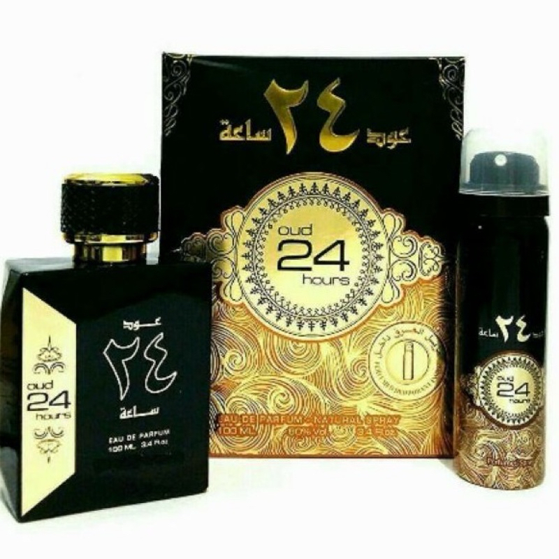 💯Original 3D Sticker ️ Oud 24 hours perfume original +free bodyspray ...