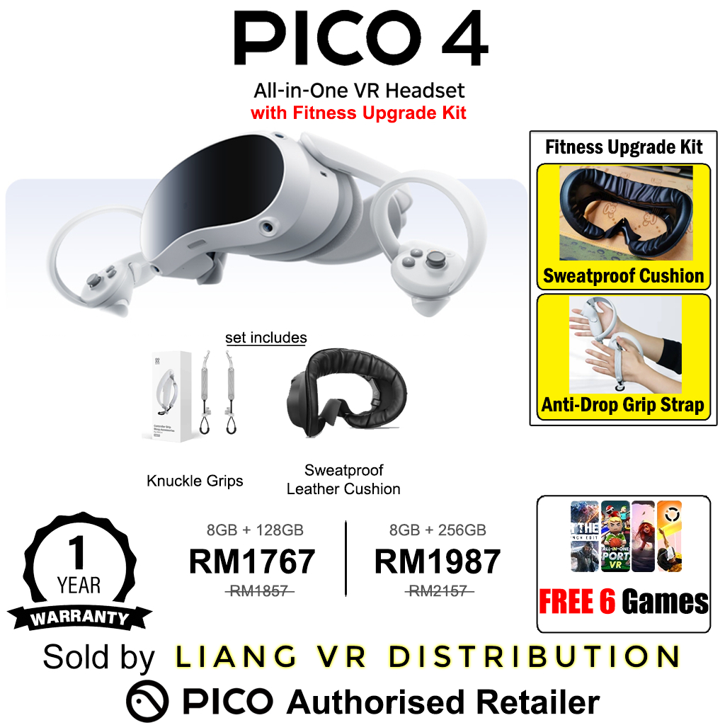 PICO 4 (3 game bundle) All-in-one VR + Fitness Upgrade Kit (1 Year Official Pico Malaysia ...