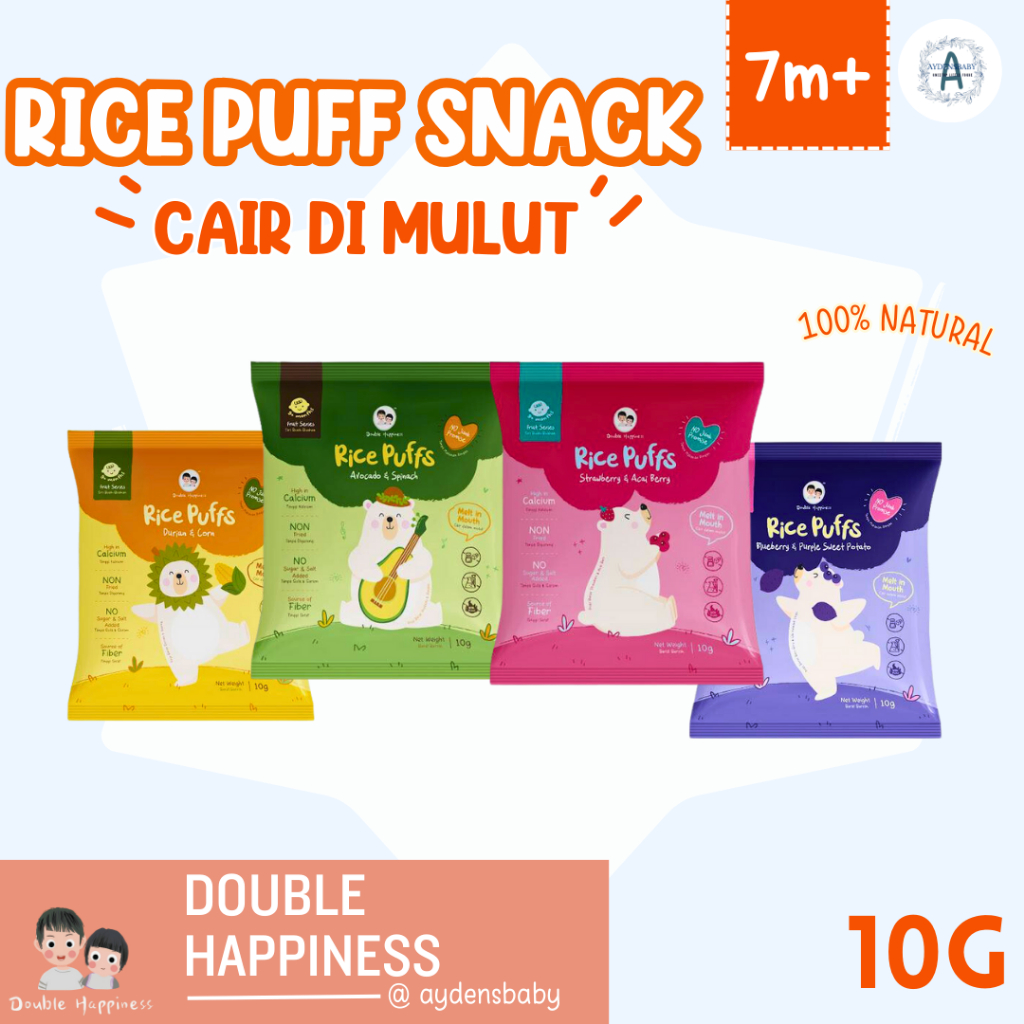 DOUBLE HAPPINESS RICE PUFF BABY SNACK FINGER FOOD MOTORR SKILL 9MONTH+ [READY STOCK] | Shopee ...