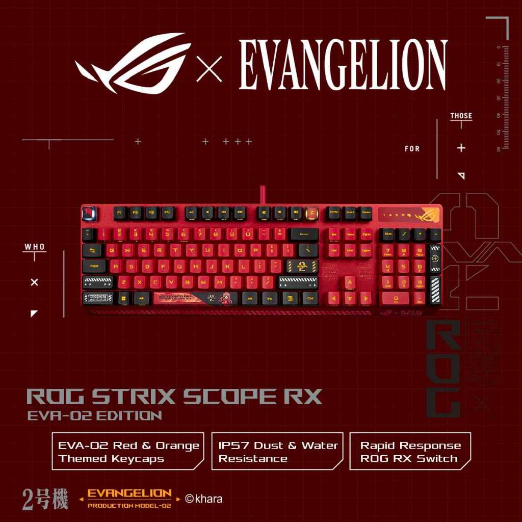 ROG Strix Scope RX EVA 02 Edition optical RGB gaming keyboard for FPS gamers, with EVA-inspired ...