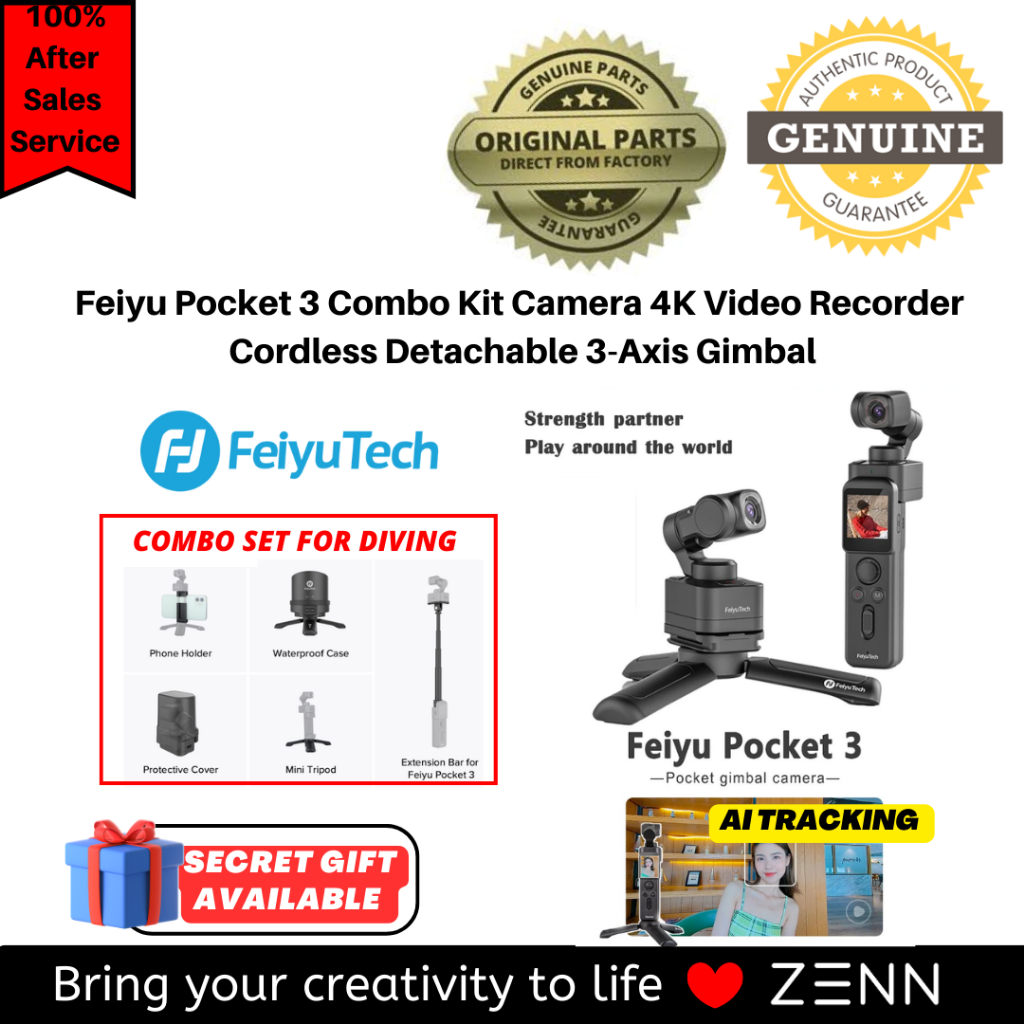 Feiyu Pocket 3 Handheld Gimbal Smart Compact 4K 6-Axis Stabilized ...