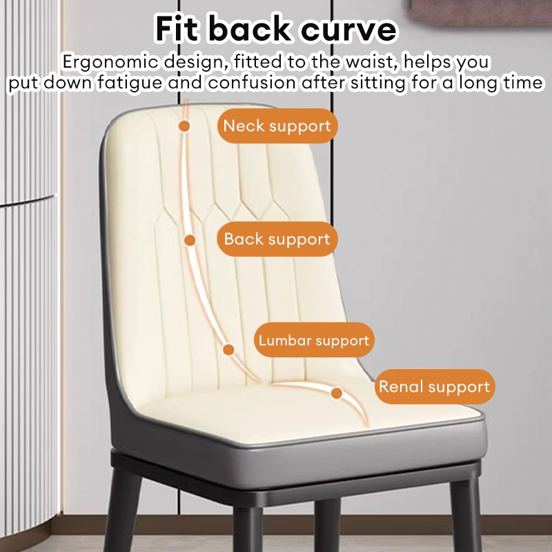 Leather Dining Chair Modern Luxury Backrest Chair Soft Cushion Cafe ...