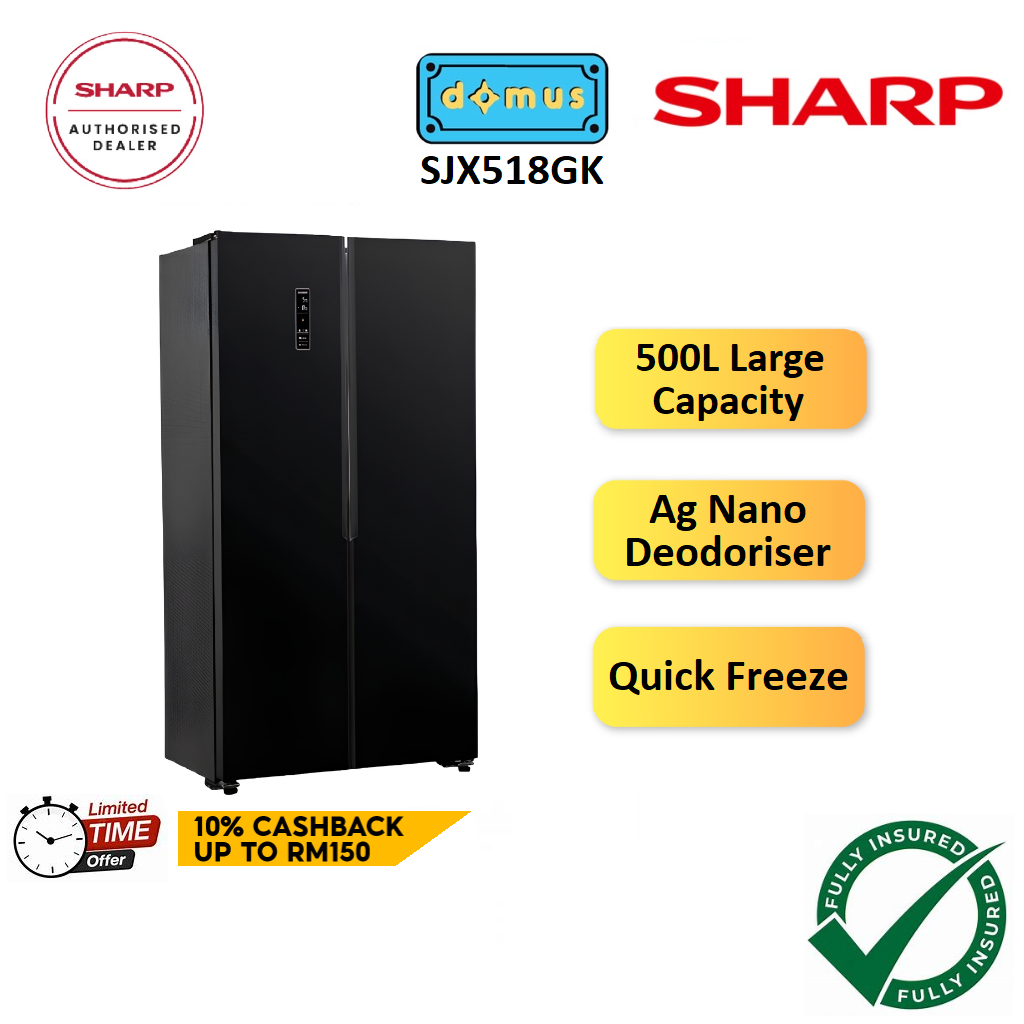 Sharp Side By Side Refrigerator Inverter Fridge (500L) SJX518GK ...