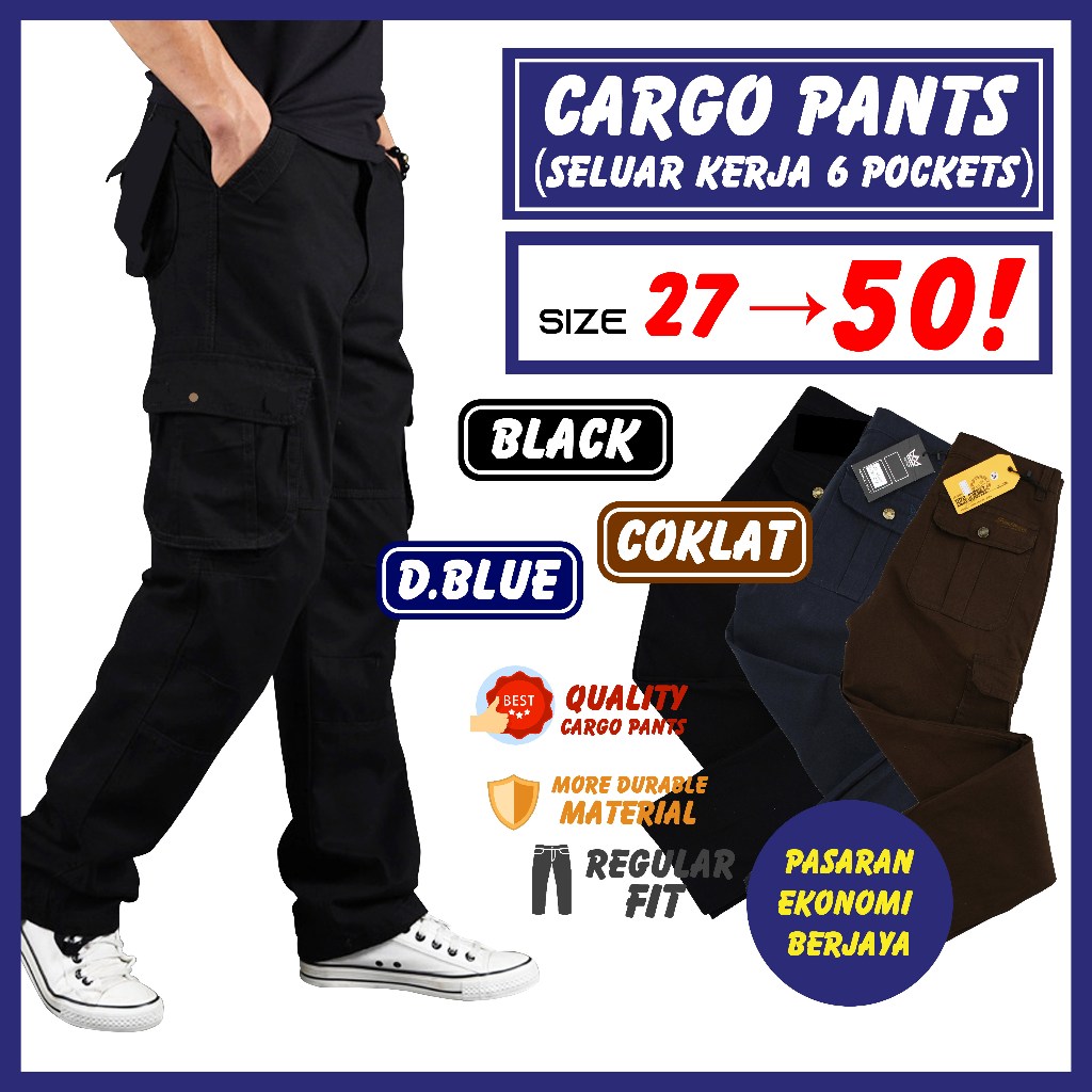 SELUAR POCKET 4655# CARGO PANTS KARGO SLACK SIX POCKETS SELUAR KERJA ...