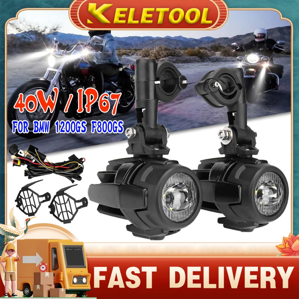 1 Pair 40W Motorcycle LED Auxiliary Fog Spot Light Safety Driving Lamp ...