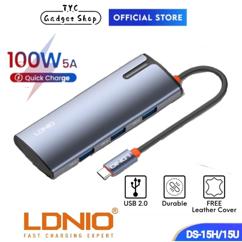 2023 New LDNIO DS-15H/DS-15U Type C Hub Multi-port Dock Station with 4K ...
