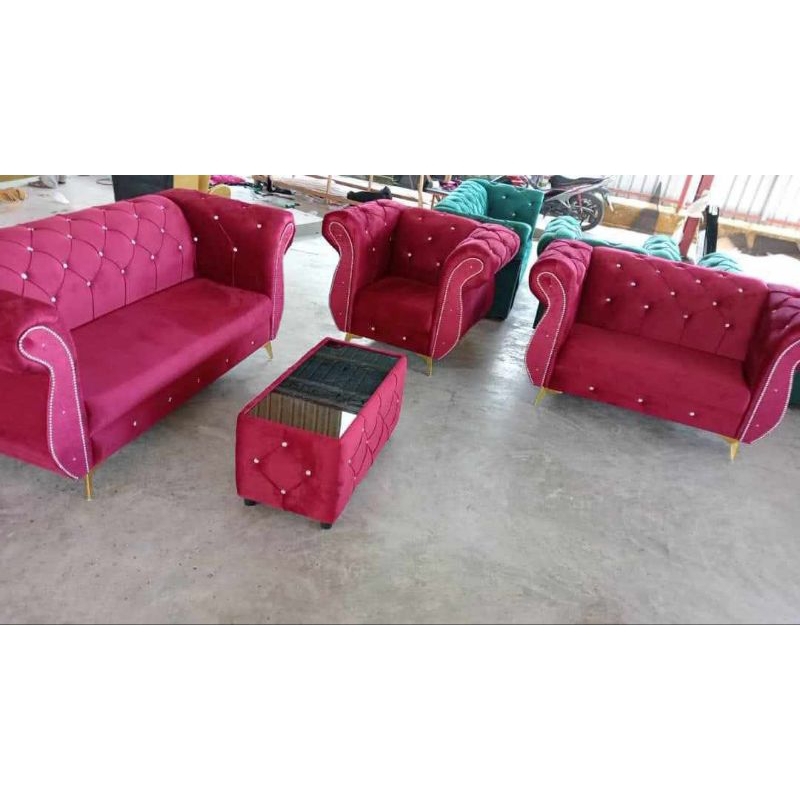 SOFA CHESTERFIELD SOFA BARU SET 321+MEJA KOPI | Shopee Malaysia