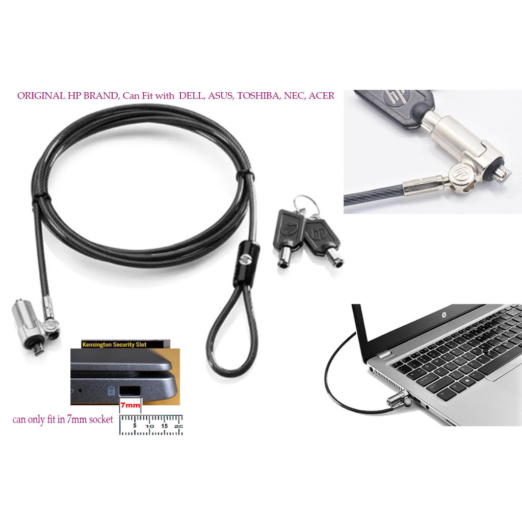 Original HP Ultra slim 703372-001 H4D73AA Keyed cable Security Notebook ...