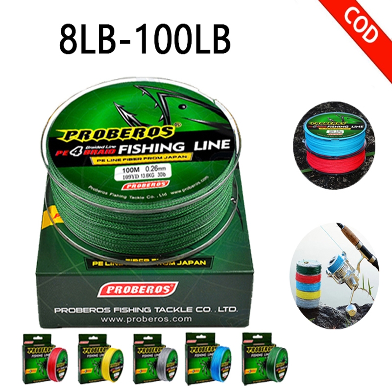 Spider Fishing Line PE Braided 100M Fishing Line 4 Strands 6LB-100LB ...