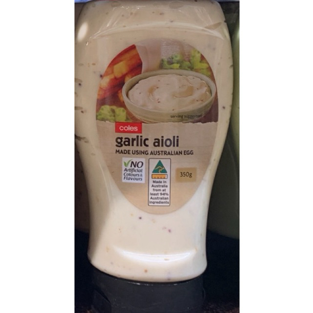 Coles Garlic Aioli - made using Australian Egg (1 bottle x 350g ...