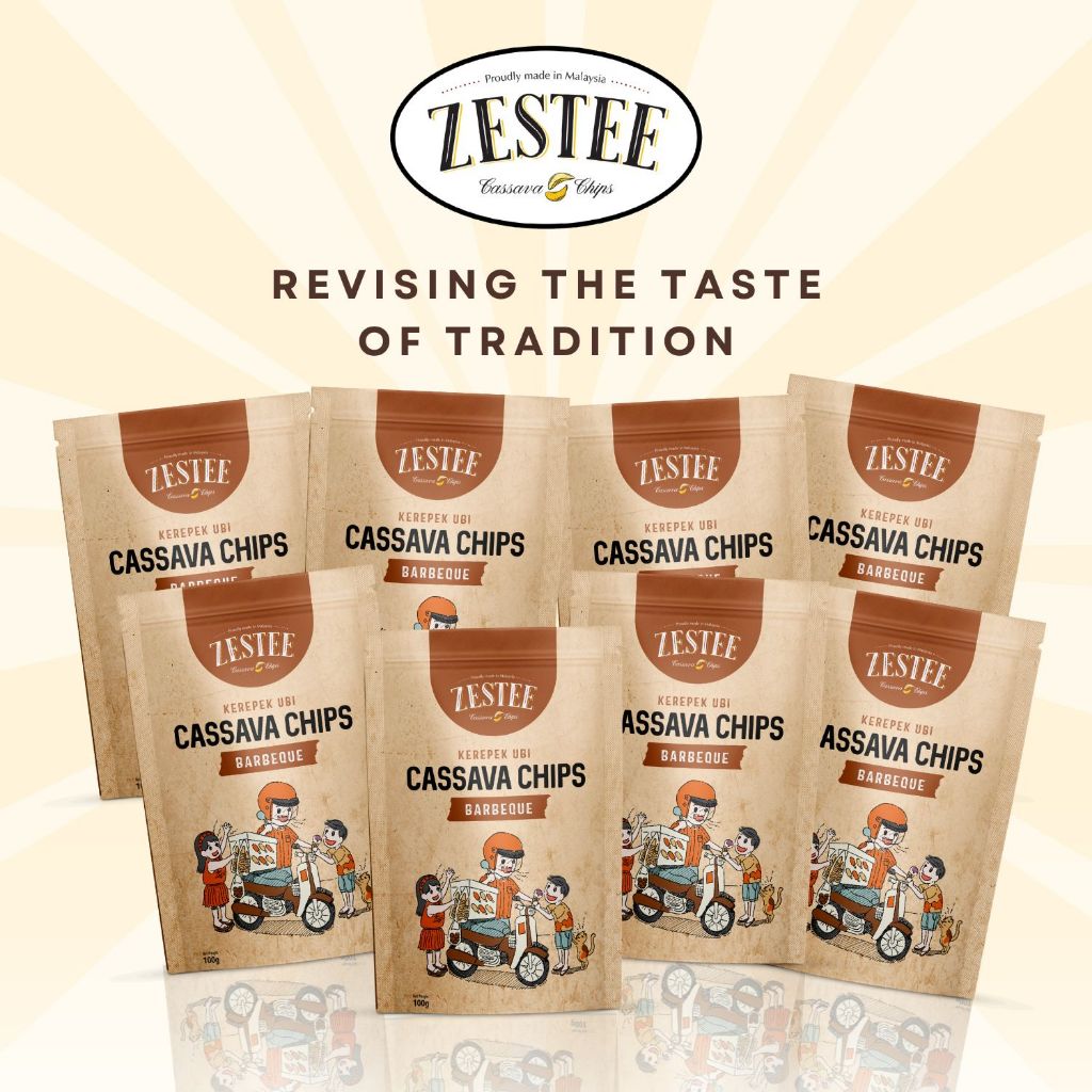 [8 Packs] ZESTEE Premium Barbeque Cassava Chips (100g) | Shopee Malaysia