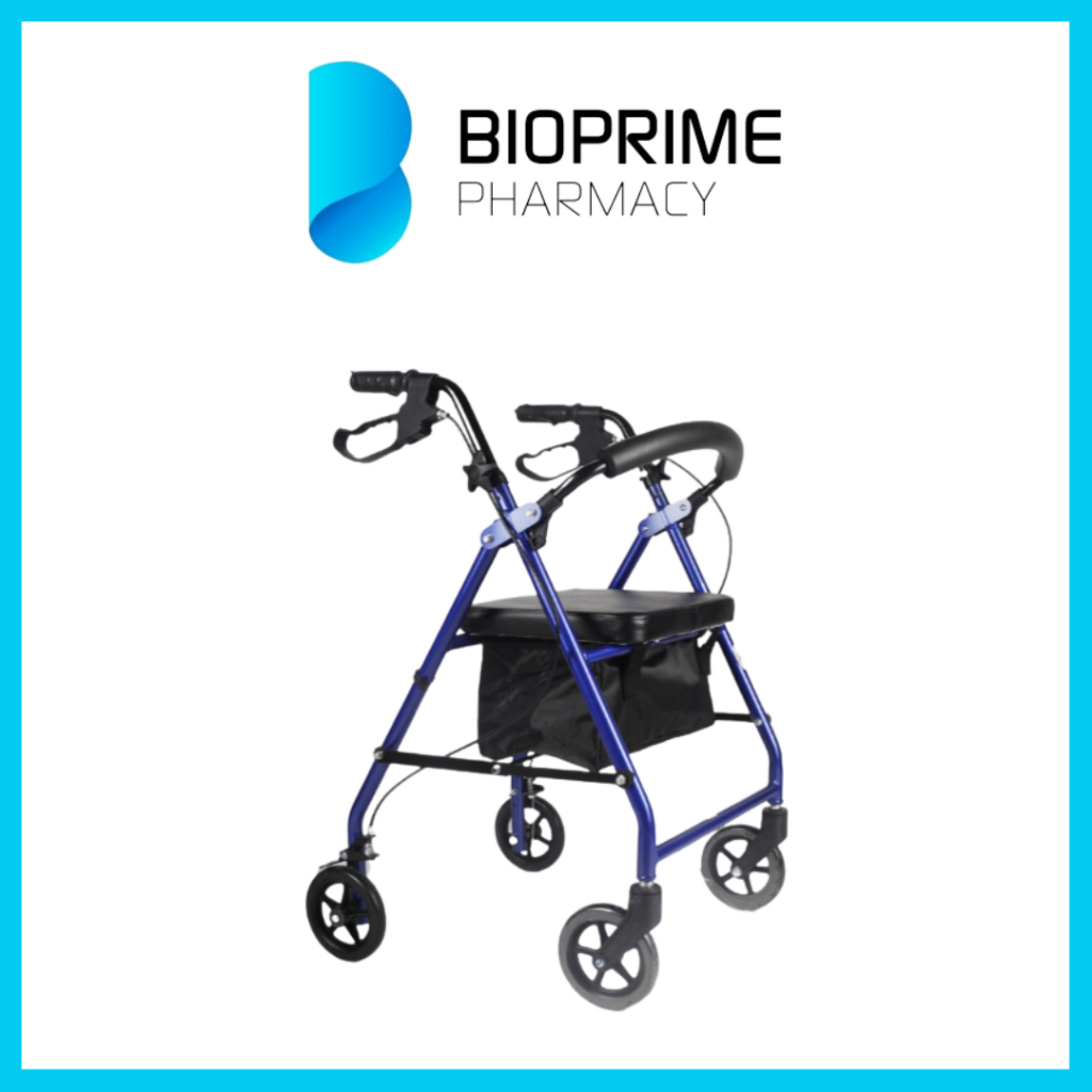 Rollator Walker Adjustable Handle Compact 4Wheel Medical Rolling ...