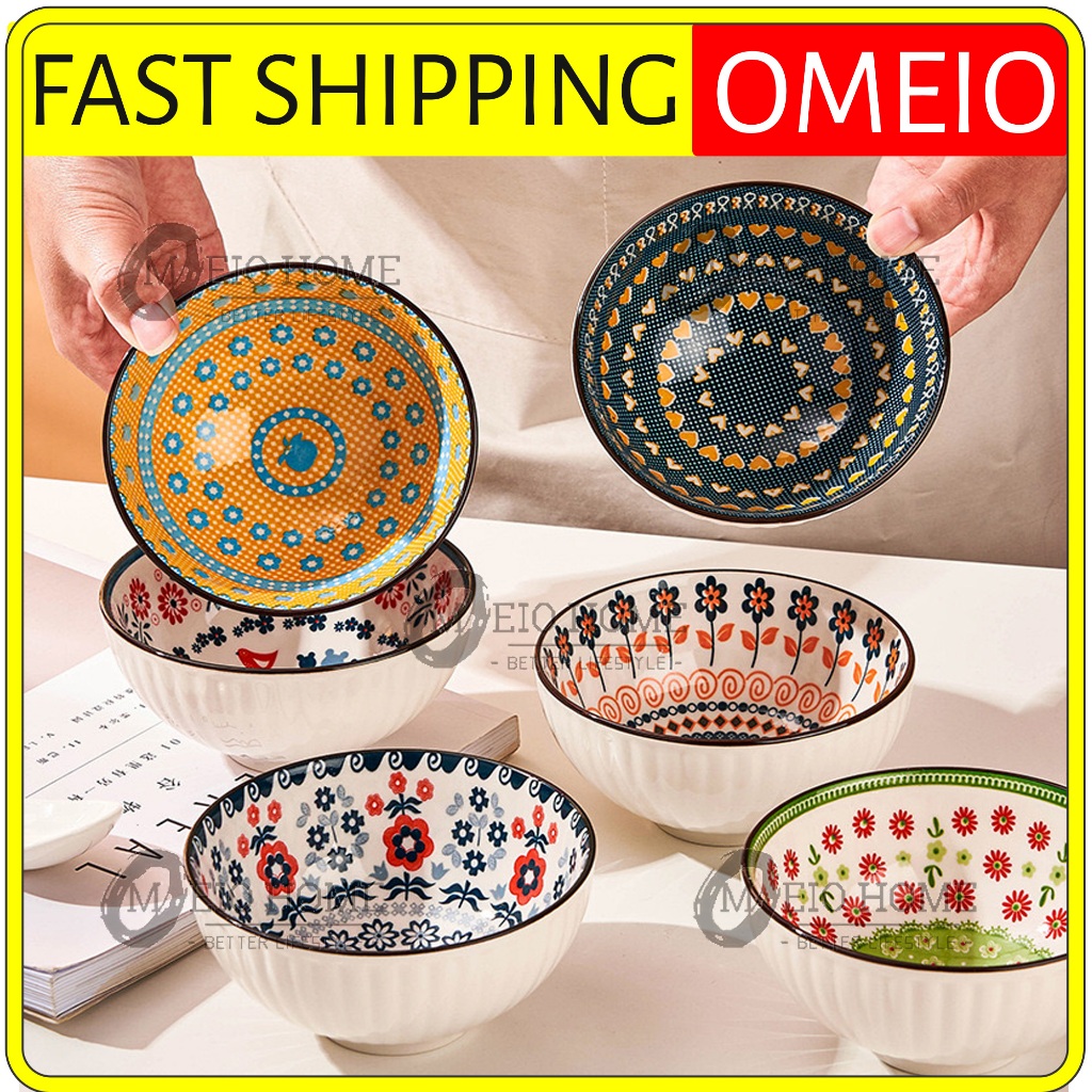 Bohemian Style Rice Bowl Japanese Bamboo Style Rice Bowl Porcelain ...
