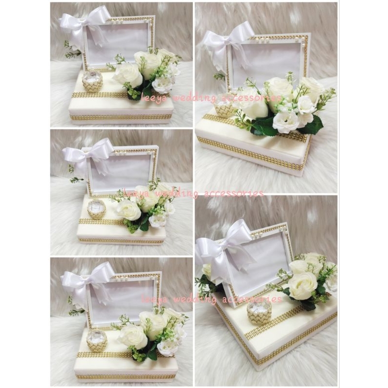 gubahan hantaran frame mas kahwin + 1pc bekas cincin(cream white ...