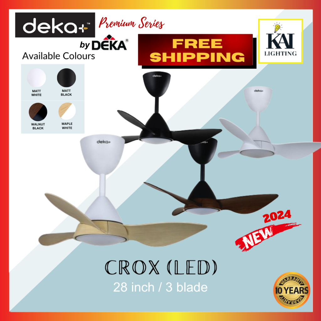 DEKA CROX (NEW 2024) DEKA+ CROX 28" LED DC motor ceiling fan with remote control mini fan kipas ...