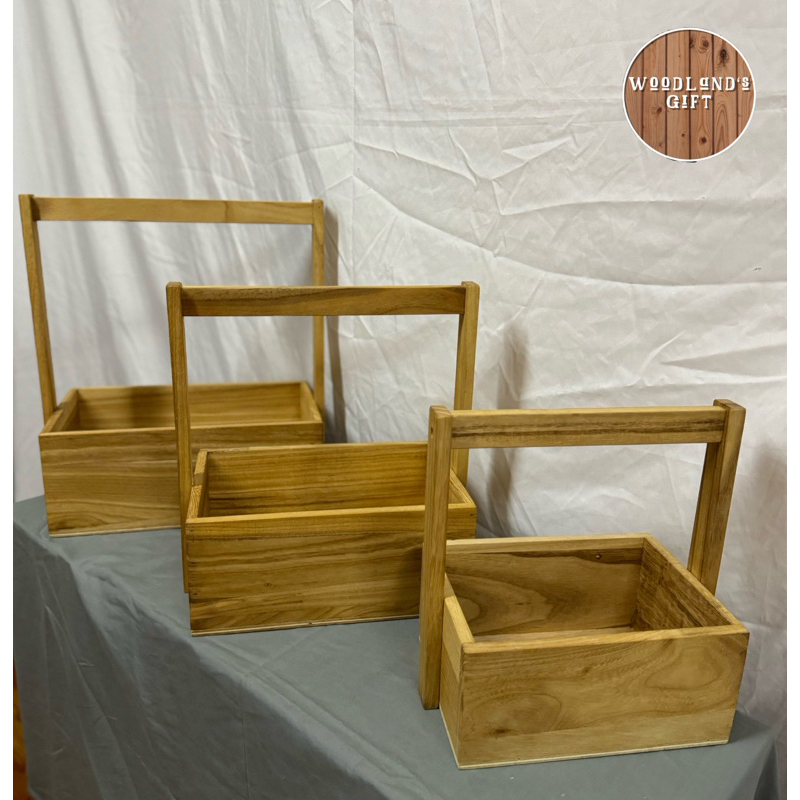 Wooden DIY Basket /Bakul/Bakul Hamper/Deco Basket/Tool box(3 Size to ...