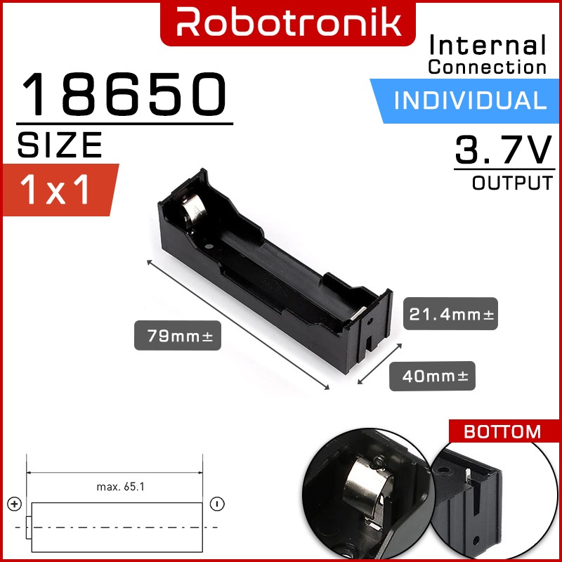 Battery Holder (18650 / AA / AAA) 3.7V / 1.5V Case w/ Wire Lead / PCB ...